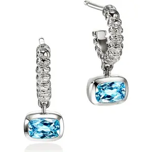 John Hardy Heishi Swiss Blue Topaz Drop Earrings - Silver
