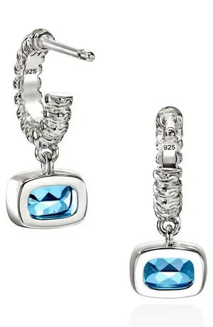 John Hardy Heishi Swiss Blue Topaz Drop Earrings