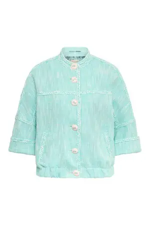 MAISON COMMON Casual Tweed Jacket With Trimming Italian Two-tone - Mint