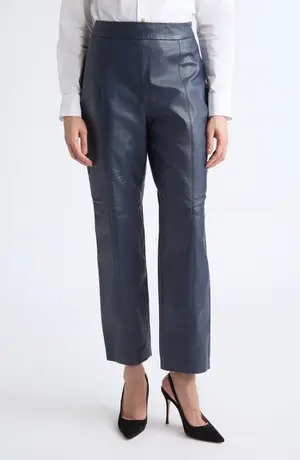 St. John Leather Paneled Boot-cut Trousers