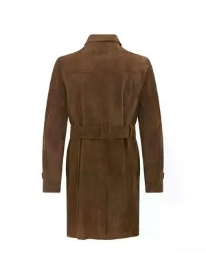 MOORER Vitruvio Double-breasted Belted Leather Trench Coat