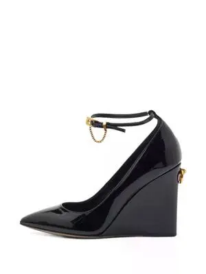 Valentino Garavani Patent Leather Ringstud Wedge Pumps
