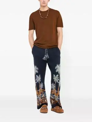 Alanui Fringed Logo-embroidered T-shirt - Brown