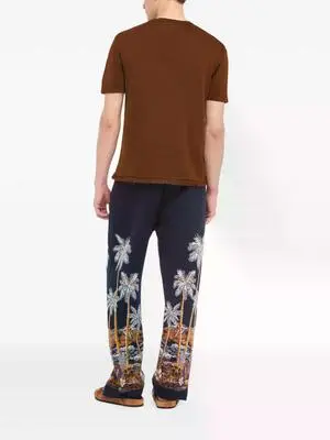 Alanui Fringed Logo-embroidered T-shirt