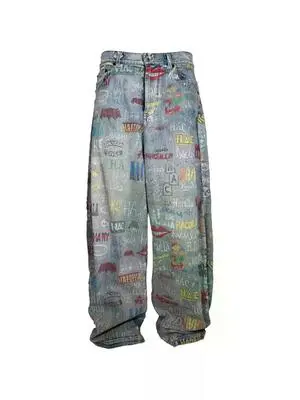 HACULLA. Logo-print Wide-leg Jeans - Blue