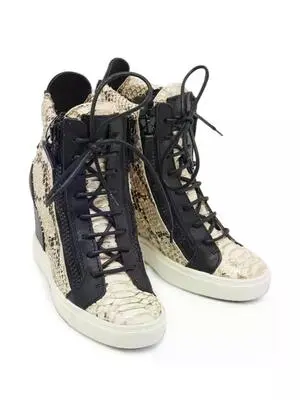 GIUSEPPE ZANOTTI Snakeskin-embossed Wedge Sneakers