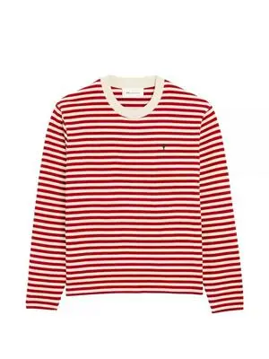 AMI Paris Marinière Cotton T-shirt With De Coeur Embroidery - Red