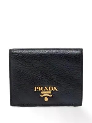 Prada Logo-plaque Compact Wallet - Black