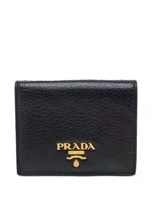 Prada Logo-plaque Compact Wallet - Black