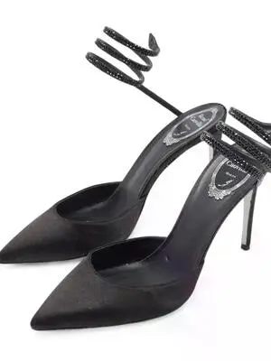 Rene Caovilla Satin Crystal Embellished Cleo Pumps