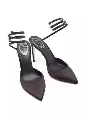 Rene Caovilla Satin Crystal Embellished Cleo Pumps - Black