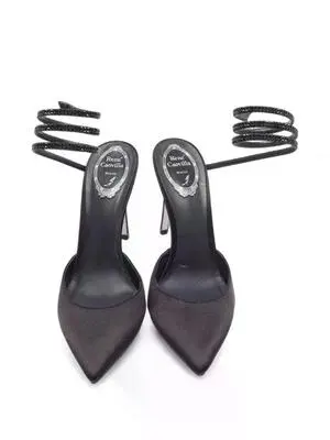 Rene Caovilla Satin Crystal Embellished Cleo Pumps - Black