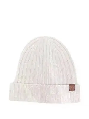Eleventy Ribbed-knit Cashmere Beanie Hat - Neutrals