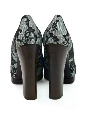 Gucci Floral Lace Block Heel Pumps