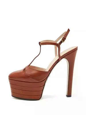 Gucci Leather Platform T-strap Pumps