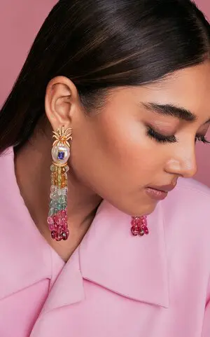 AMRAPALI 18k Yellow Gold "pina Cool-ada" Earrings With Tanzanite, Pearl, Tourmaline, And Diamonds