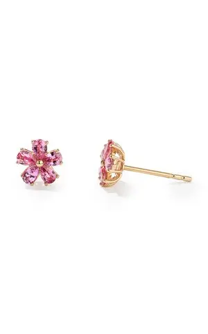 JULIA CHAFE 14k Yellow Gold Garden Party Stud Earrings - Pink