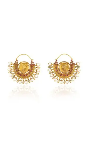 AMRAPALI 18k Yellow Gold Ruby And Pearl Earrings