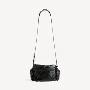 Balenciaga Le City Camera Bag In Arena Lambskin - Black