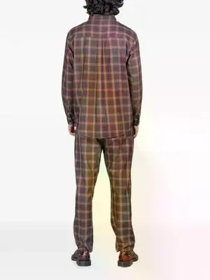 Henrik Vibskov Razor Embroidered-motif Checked-pattern Trousers