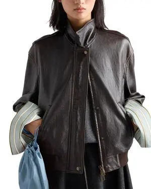 Prada Nappa Leather Jacket With Vintage Treatment - Brown