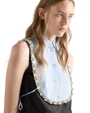 Prada Embellished Poplin Tie Vest - Light Blue
