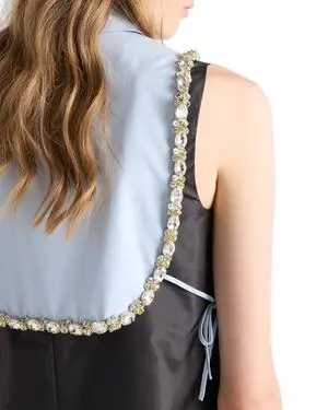 Prada Embellished Poplin Tie Vest - Light Blue