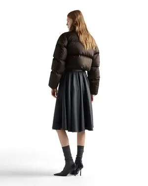 Prada Cropped Re-nylon Down Jacket - Brown