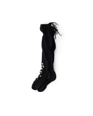 Prada Embroidered Over-the-knee Cotton Socks - Black