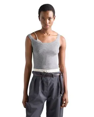 Prada Ribbed Knit Cashmere Tank Top