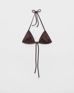 Prada Interlock Fabric Triangle Bikini Top - Ebony