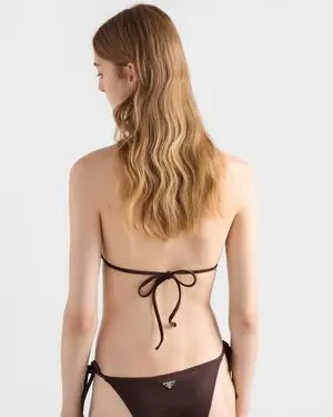 Prada Interlock Fabric Triangle Bikini Top