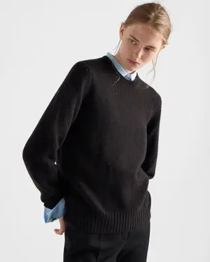 Prada Wool And Cashmere Crew-neck Sweater - Ebony