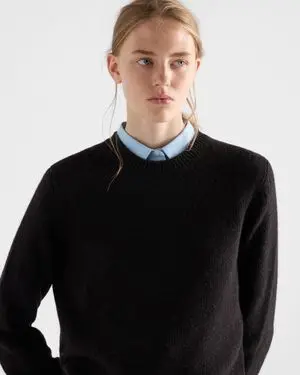 Prada Wool And Cashmere Crew-neck Sweater - Ebony