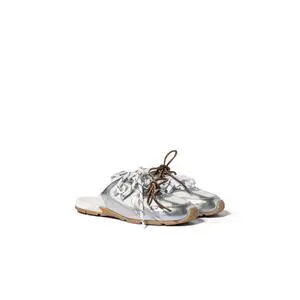 Miu Miu New Balance X 530 Sl Metallic Leather And Mesh Mules - Silver