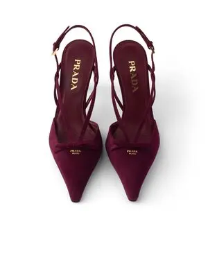 Prada Suede Slingback Pumps - Red