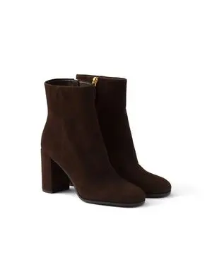 Prada Suede Booties - Brown