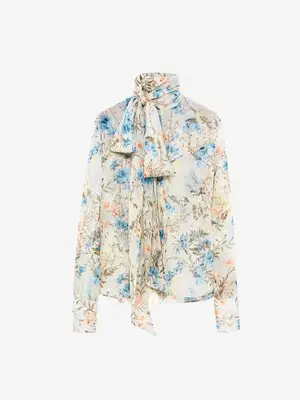 Alexander McQueen Wallpaper Floral Tie-neck Shirt