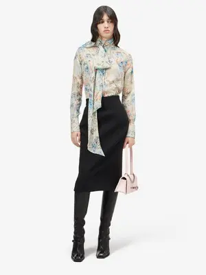 Alexander McQueen Wallpaper Floral Tie-neck Shirt - Multicolor