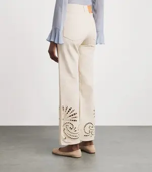Ulla Johnson Eyelet The Lou Flared Jeans