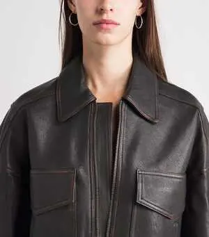 Staud Eugene Distressed Leather Jacket