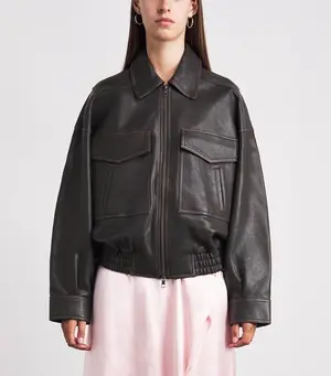 Staud Eugene Distressed Leather Jacket