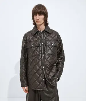 Bottega Veneta Leather Quilted Overshirt - Intense Carrubo