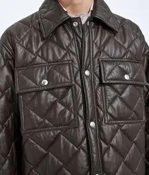 Bottega Veneta Leather Quilted Overshirt
