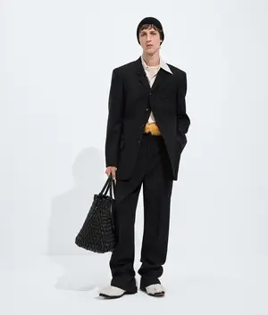 Bottega Veneta Wool Grain De Poudre Pants - Double Black