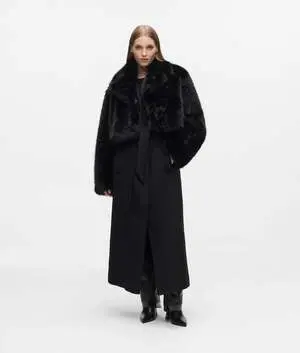 Karl Lagerfeld Transformable Faux-fur And Wool Blend Coat