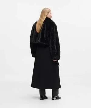 Karl Lagerfeld Transformable Faux-fur And Wool Blend Coat