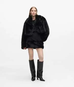 Karl Lagerfeld Transformable Faux-fur And Wool Blend Coat