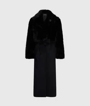 Karl Lagerfeld Transformable Faux-fur And Wool Blend Coat