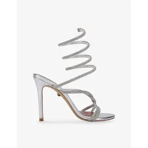 Kurt Geiger Knot Spiral Heeled Woven Sandals - Silver
